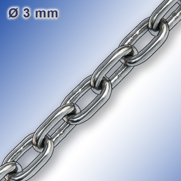Rundstahlkette 3 mm | Rundstahlkette 3 mm DIN 766 kurzgliedrig ...