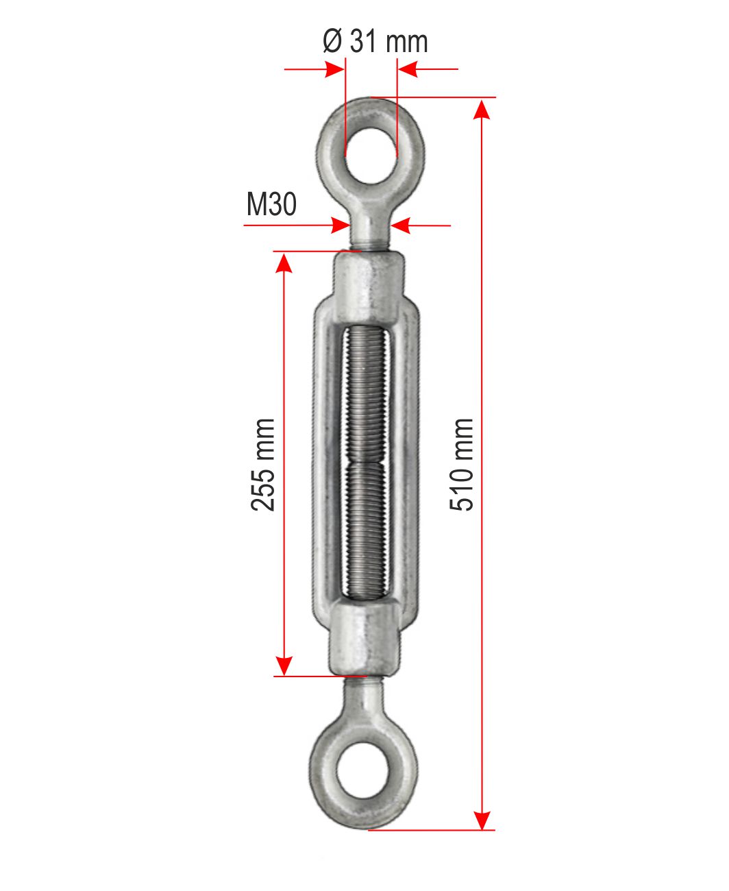 Spannschloss M30 | Spannschloss M30 Öse - Öse | Spannschloss DIN 1480 ...