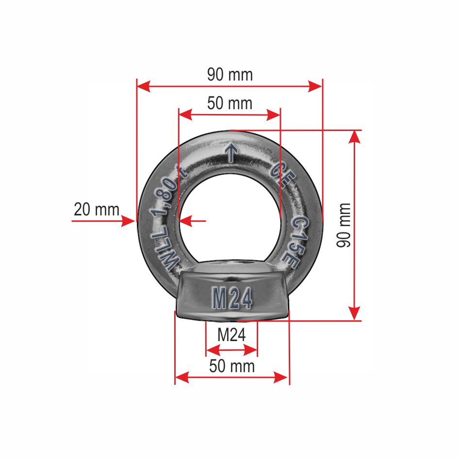 Ringmutter M24 C15E DIN 582 geschmiedete Form | Ringmutter C15E DIN 582 ...