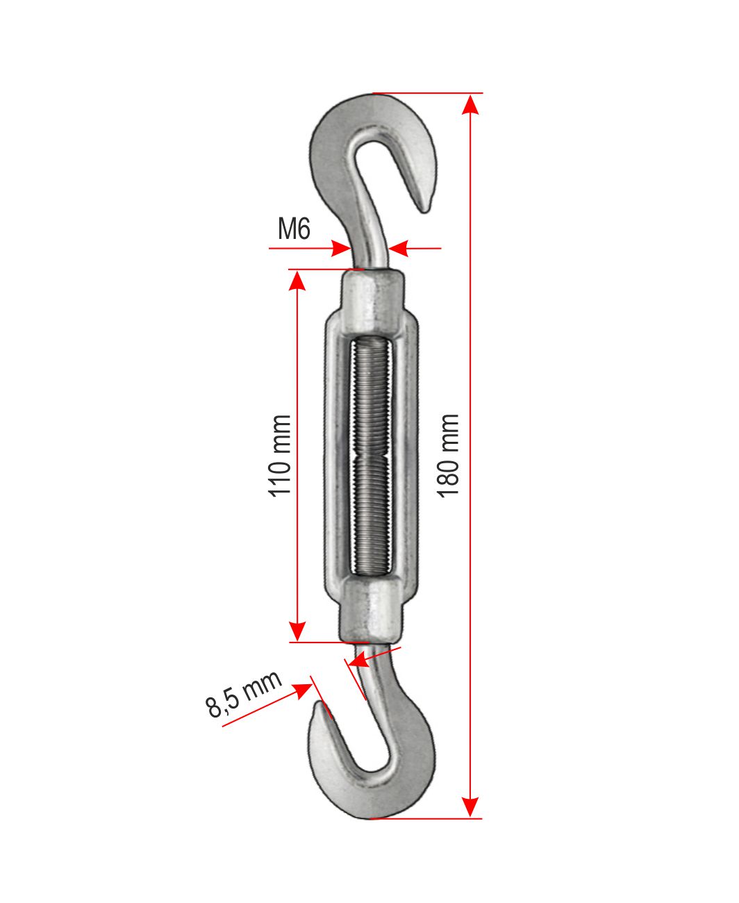Spannschloss M6 Haken - Haken | Spannschloss DIN 1480 Haken - Haken | Spannschloss | Edelstahl ...