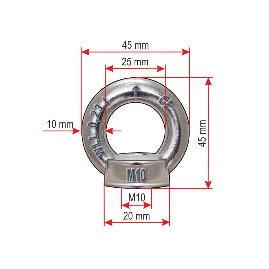 Ringmuttern M10 DIN 582 geschmiedete Form A2 Edelstahl | Ringmutter A2 Edelstahl DIN 582 ...
