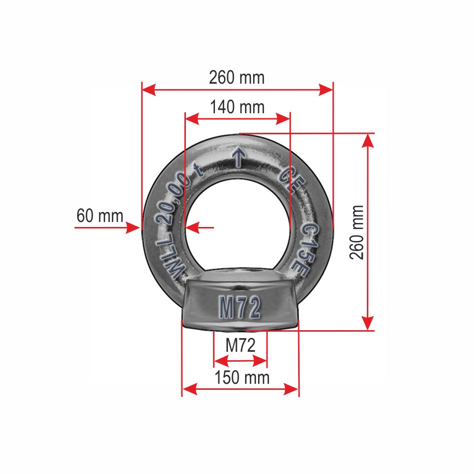 Ringmutter M72 C15E DIN 582 geschmiedete Form | Ringmutter C15E DIN 582 ...
